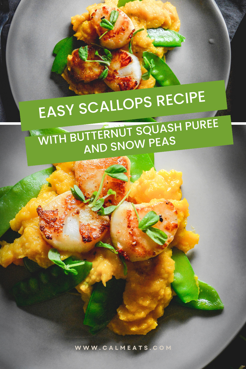 Scallops With Butternut Squash Puree And Snow Peas - Calm Eats