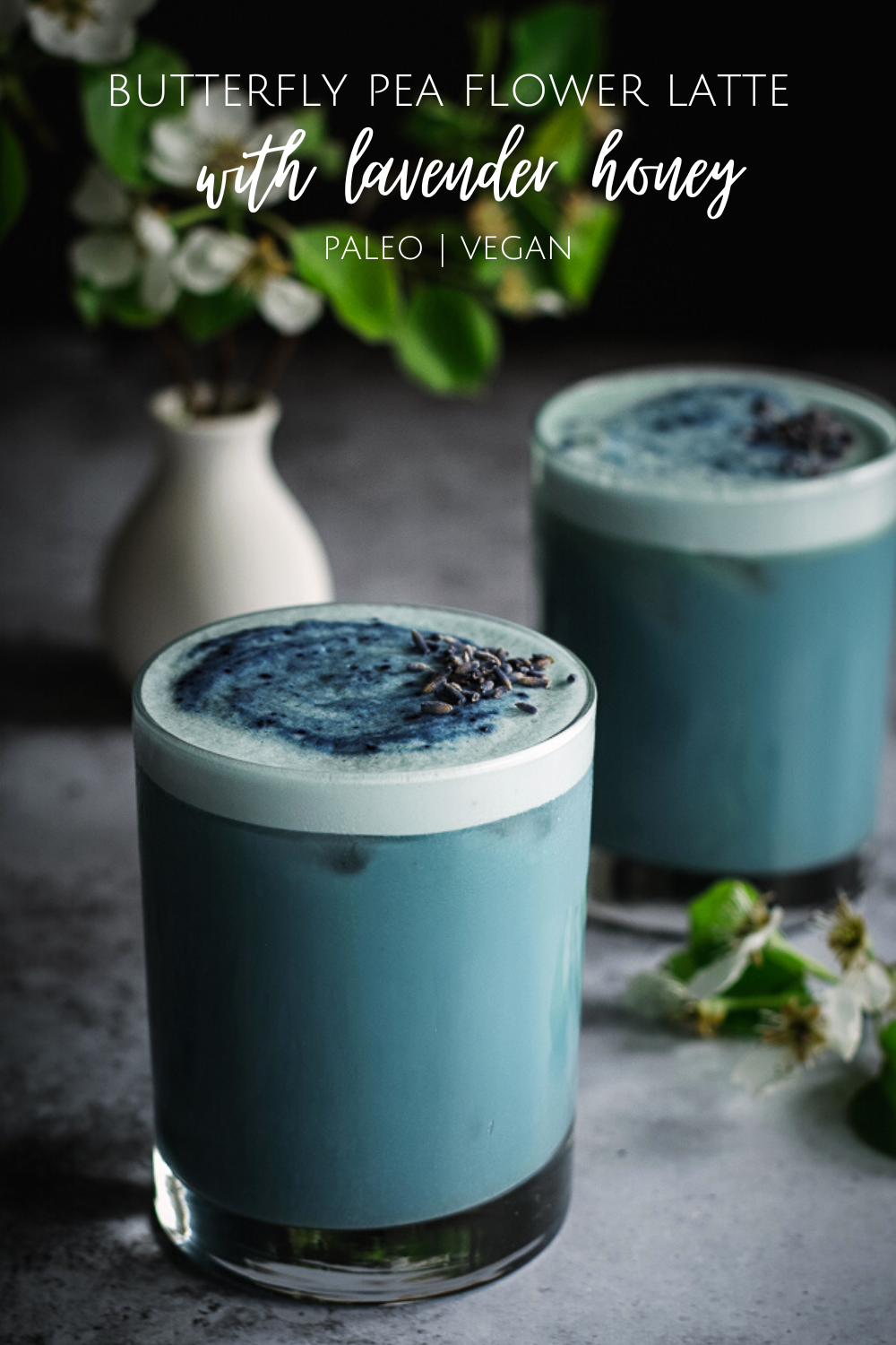 Butterfly Pea Flower Iced Latte With Lavender Honey - Calm Eats